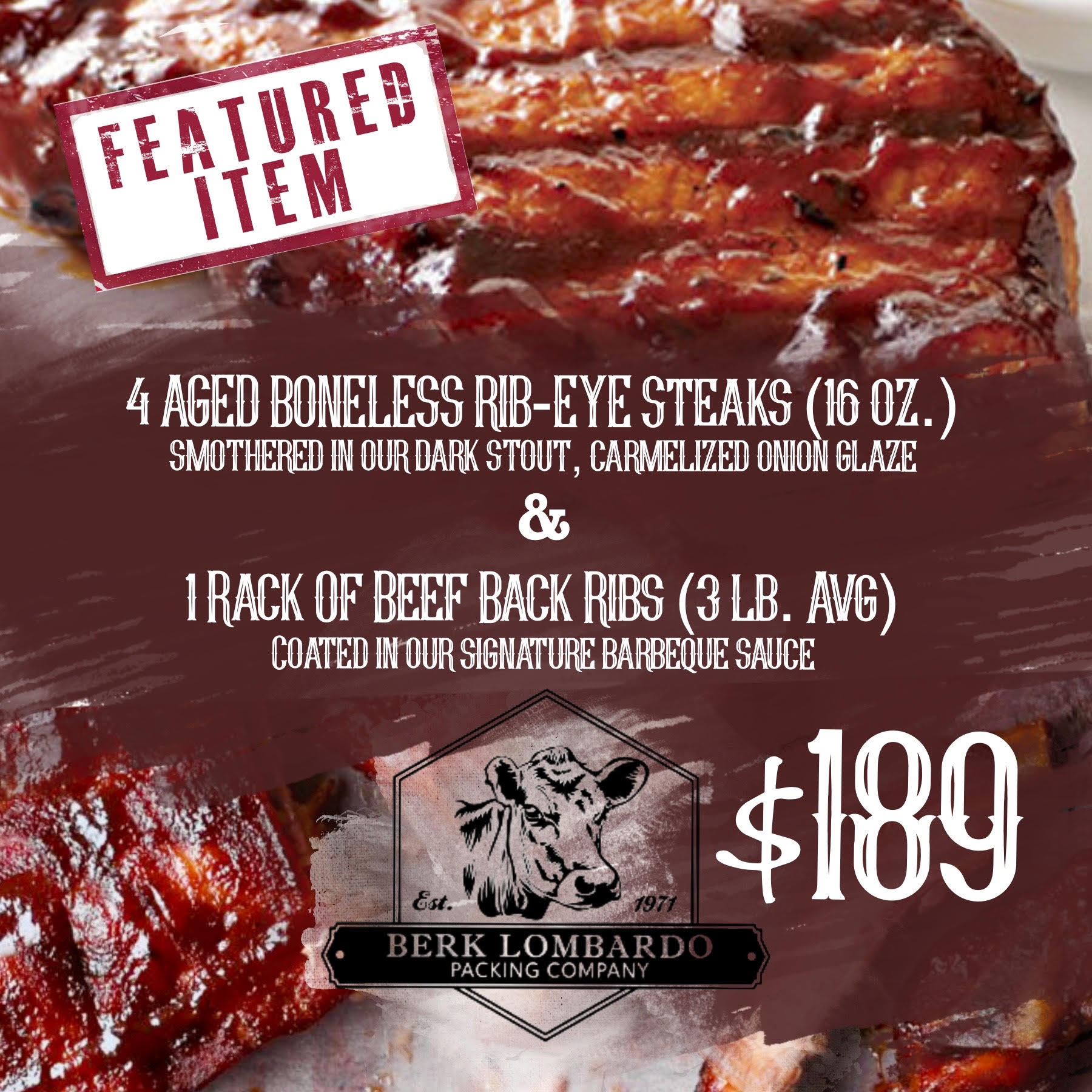 4 Aged Boneless Rib-Eye Steaks & 1 Rack Of Beef Back Ribs – Berk ...